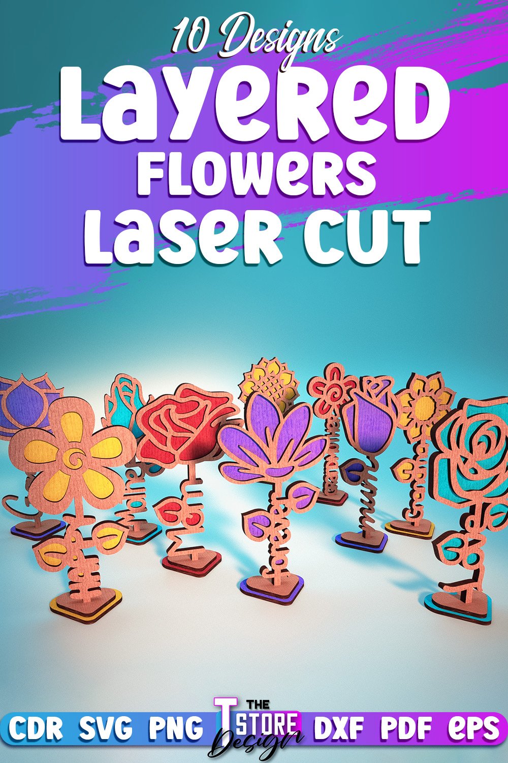 Layered Flower Laser Cut SVG Bundle|Flower Gift Laser Cut