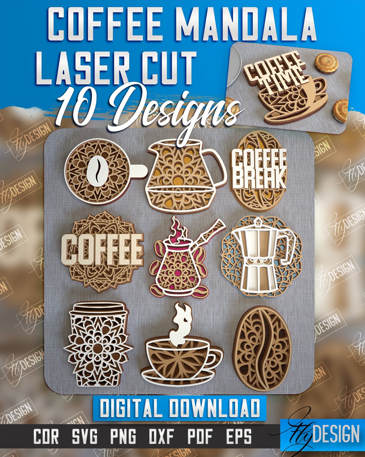 Layered Coffee Mandala Laser Cut Files | 3d Coffee Mandala