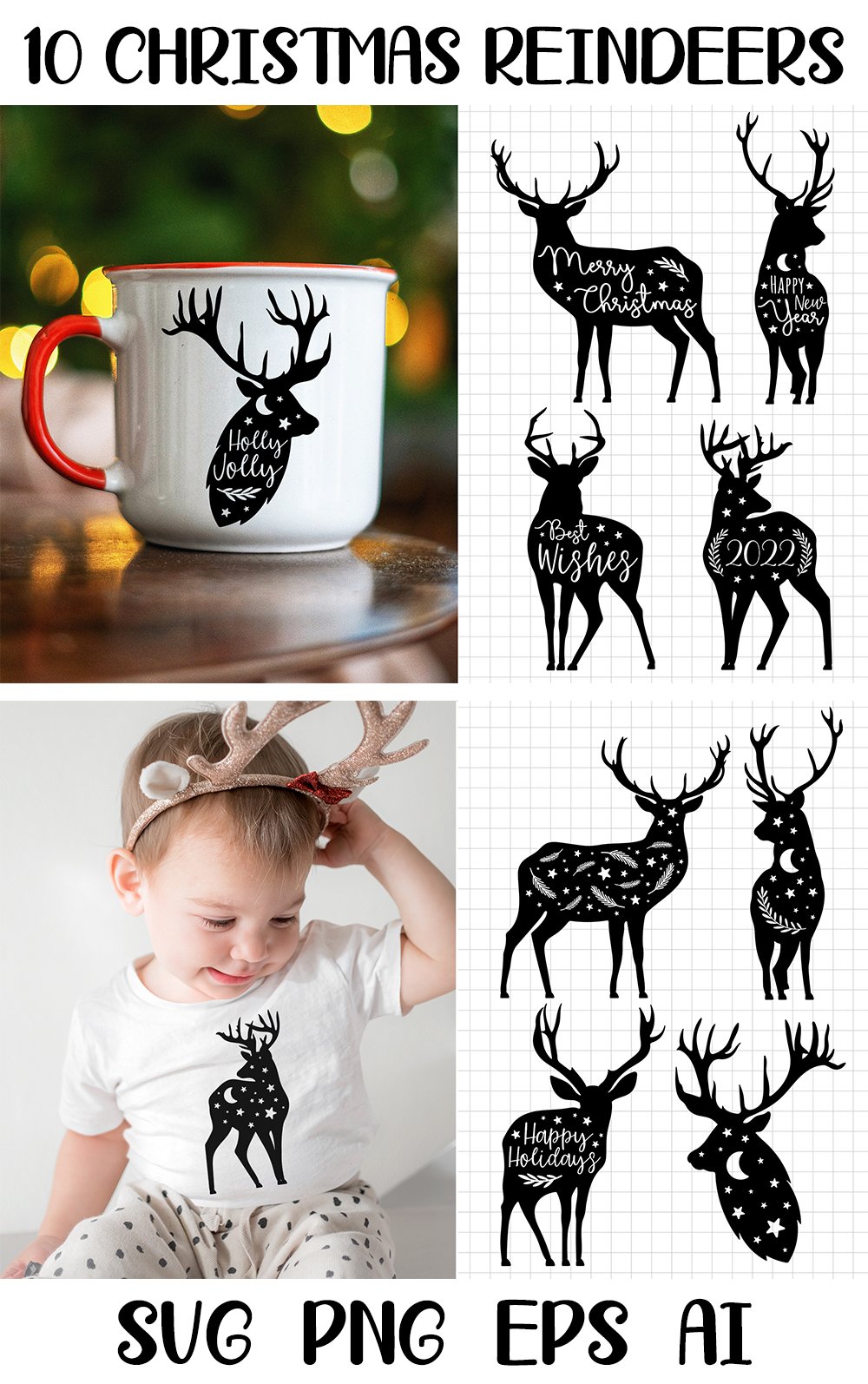 Reindeer bundle SVG, Reindeer Merry Christmas SVG