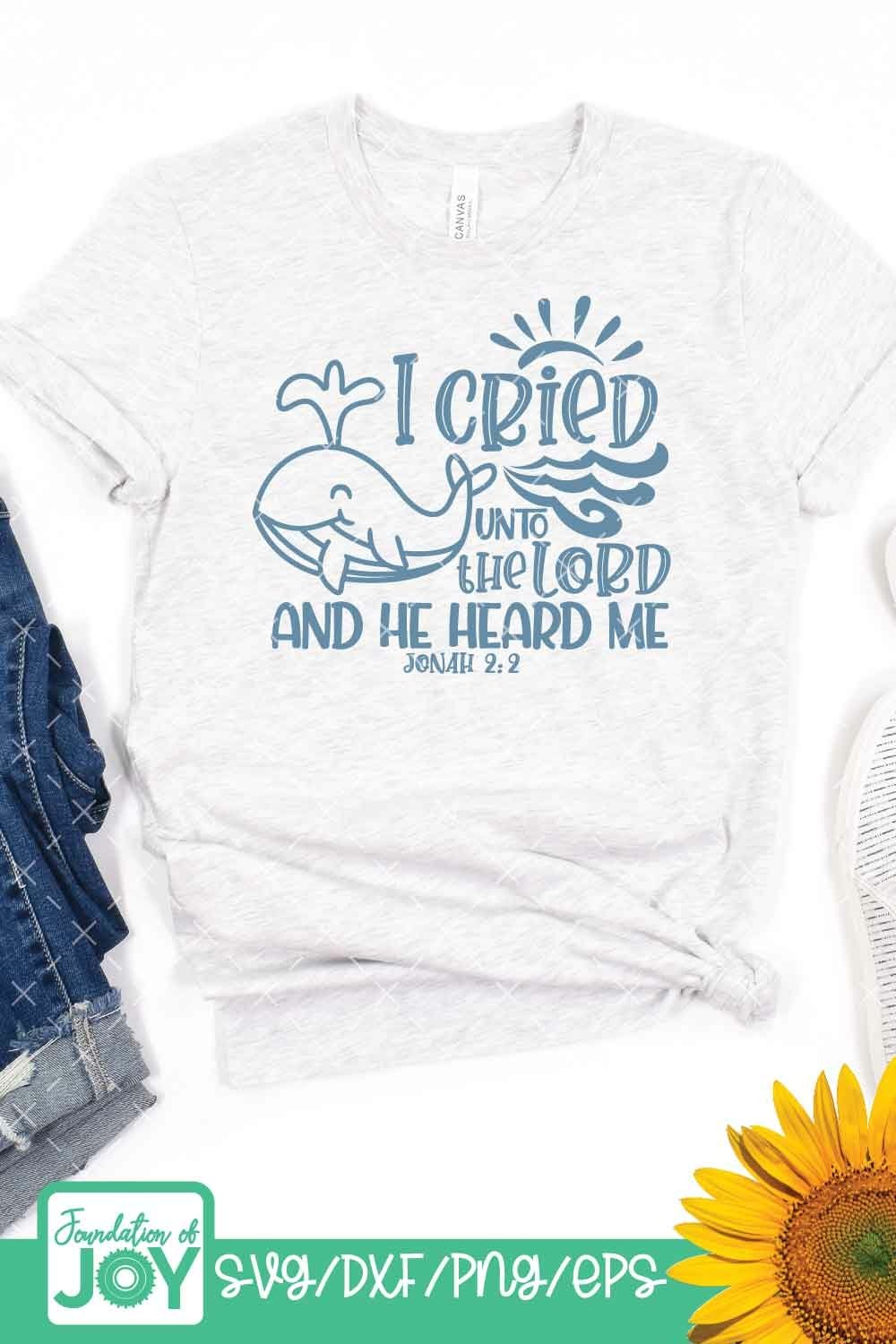 I cried unto the Lord svg, Jonah svg, Whale svg, Bible verse