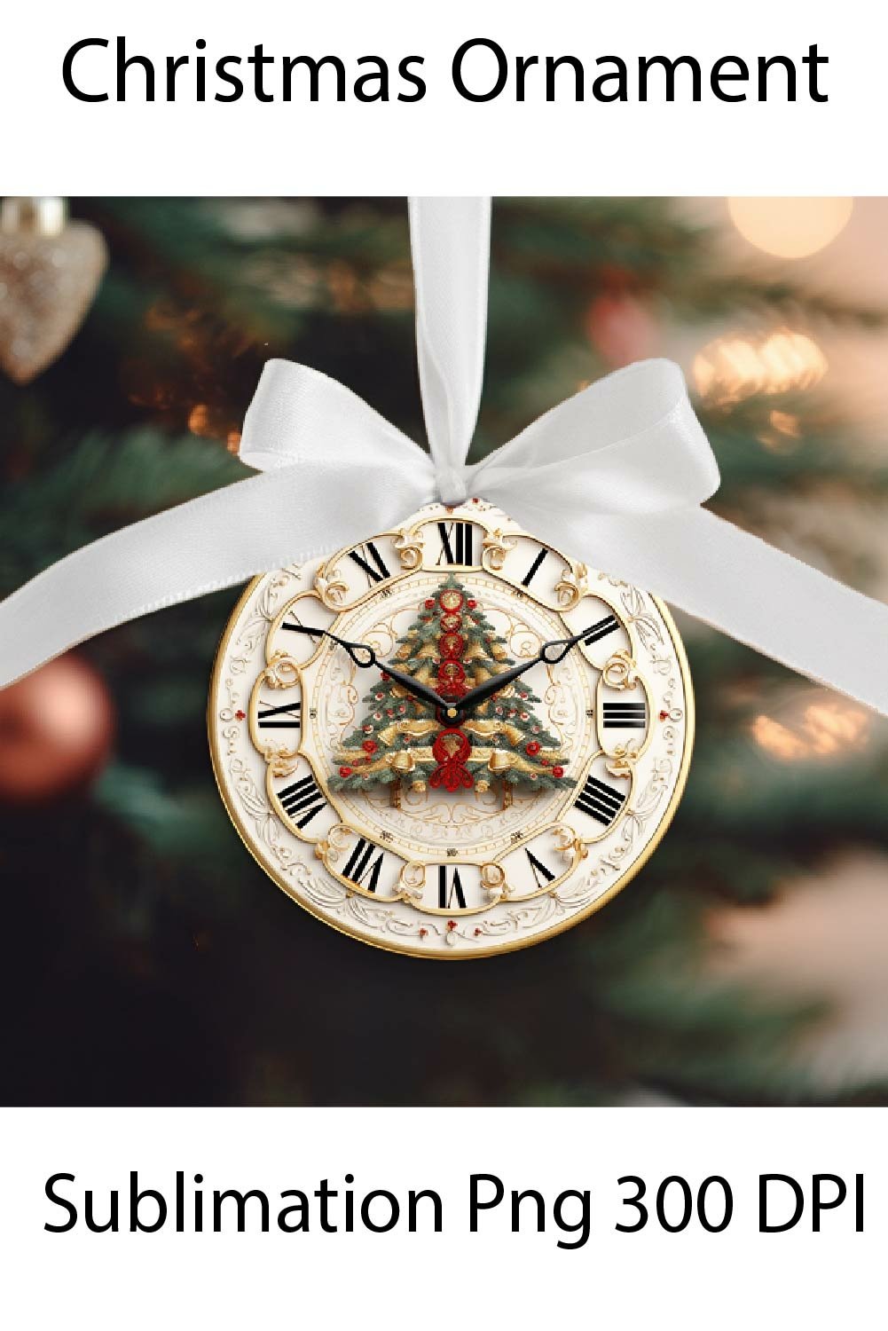 Christmas Ornament. 3D Christmas Clock face. 3D Ornament.