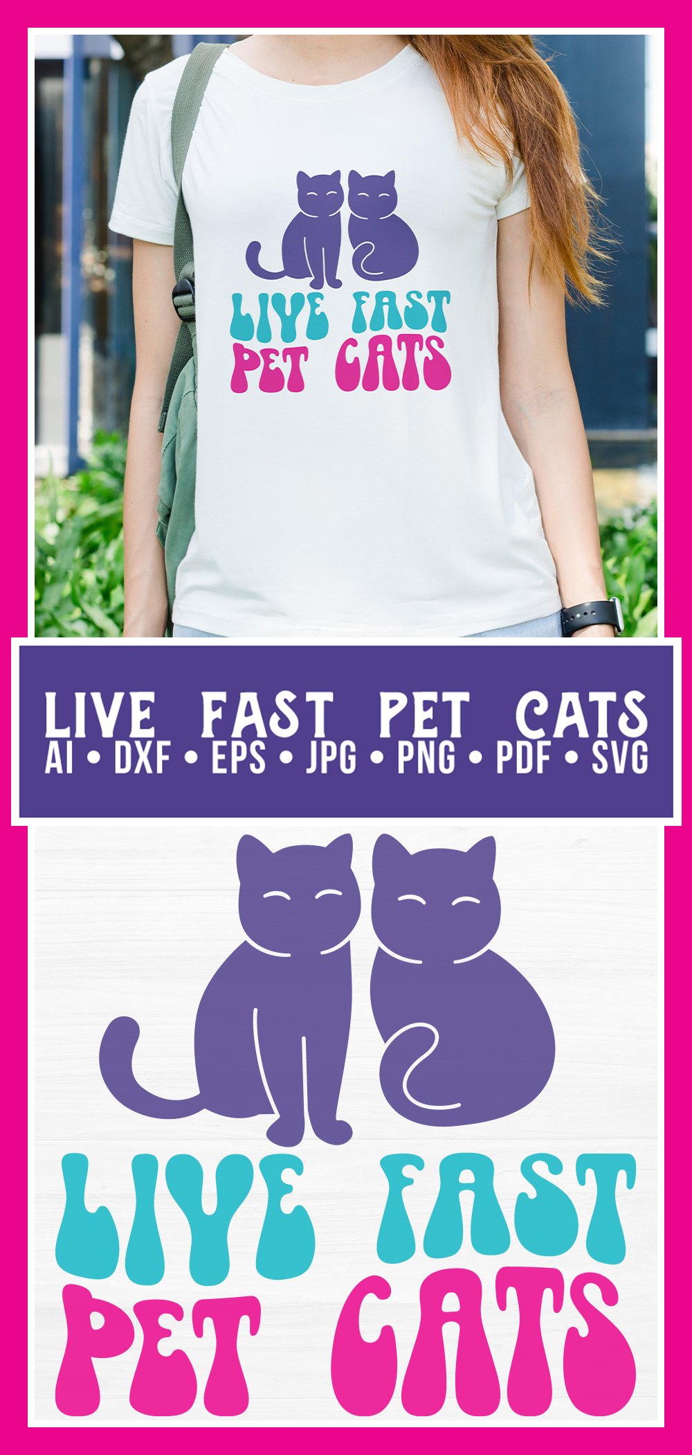Live fast pet cats SVG