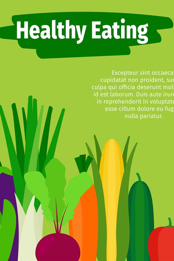 Healthy eating illustration with vegetables