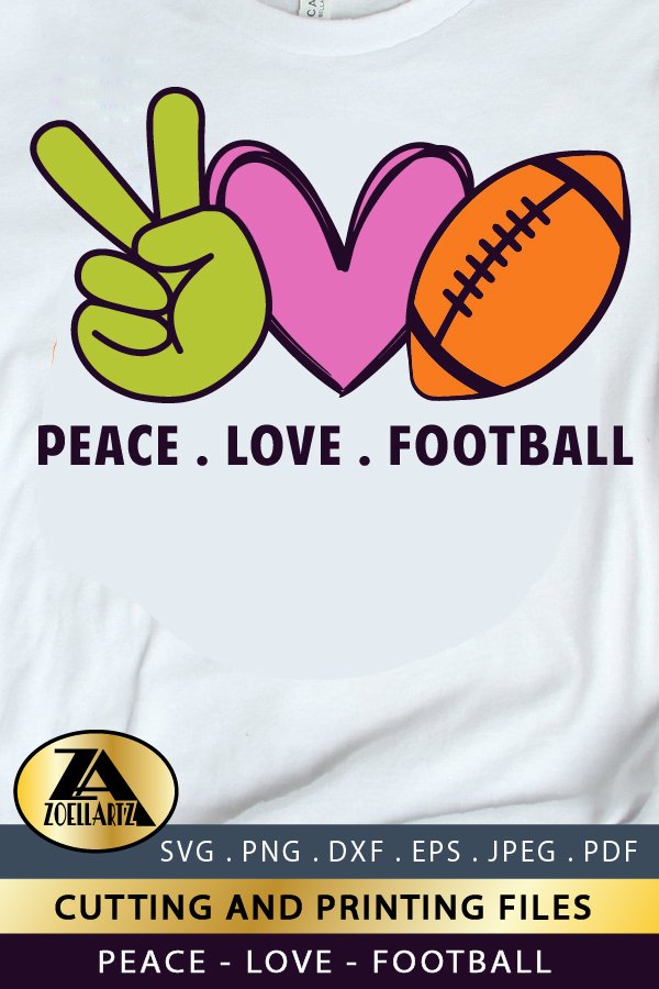 Peace Love Football SVG PNG EPS DXF for Cutting and Printing