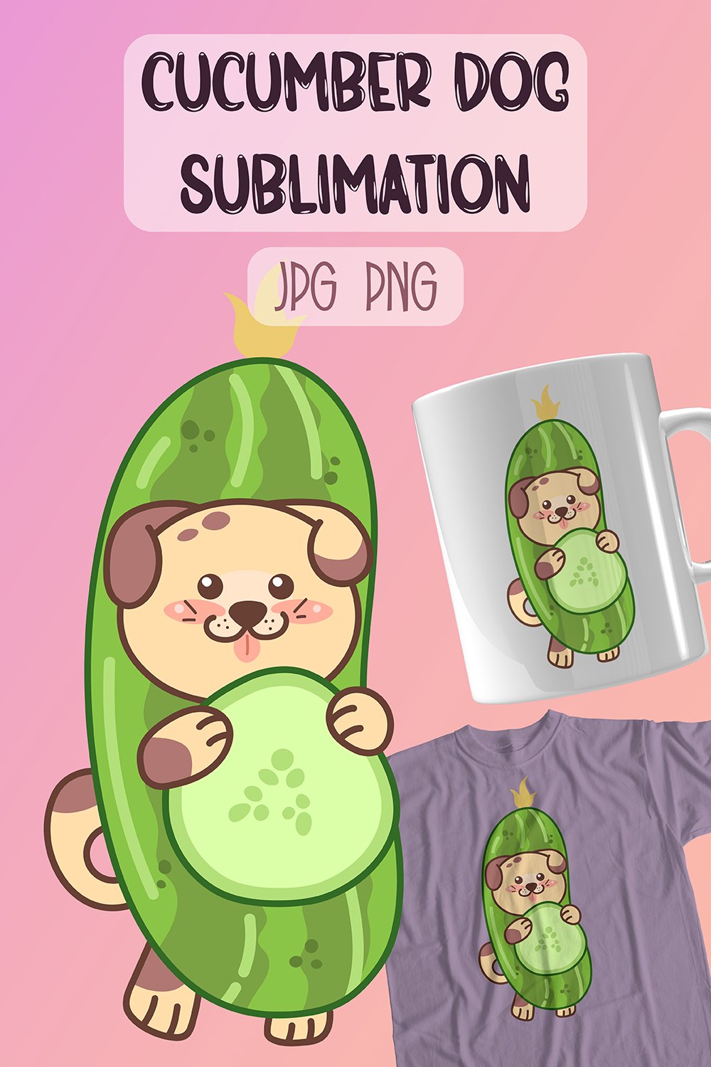 Cute Dog illustration png format Pet in cucumber suit