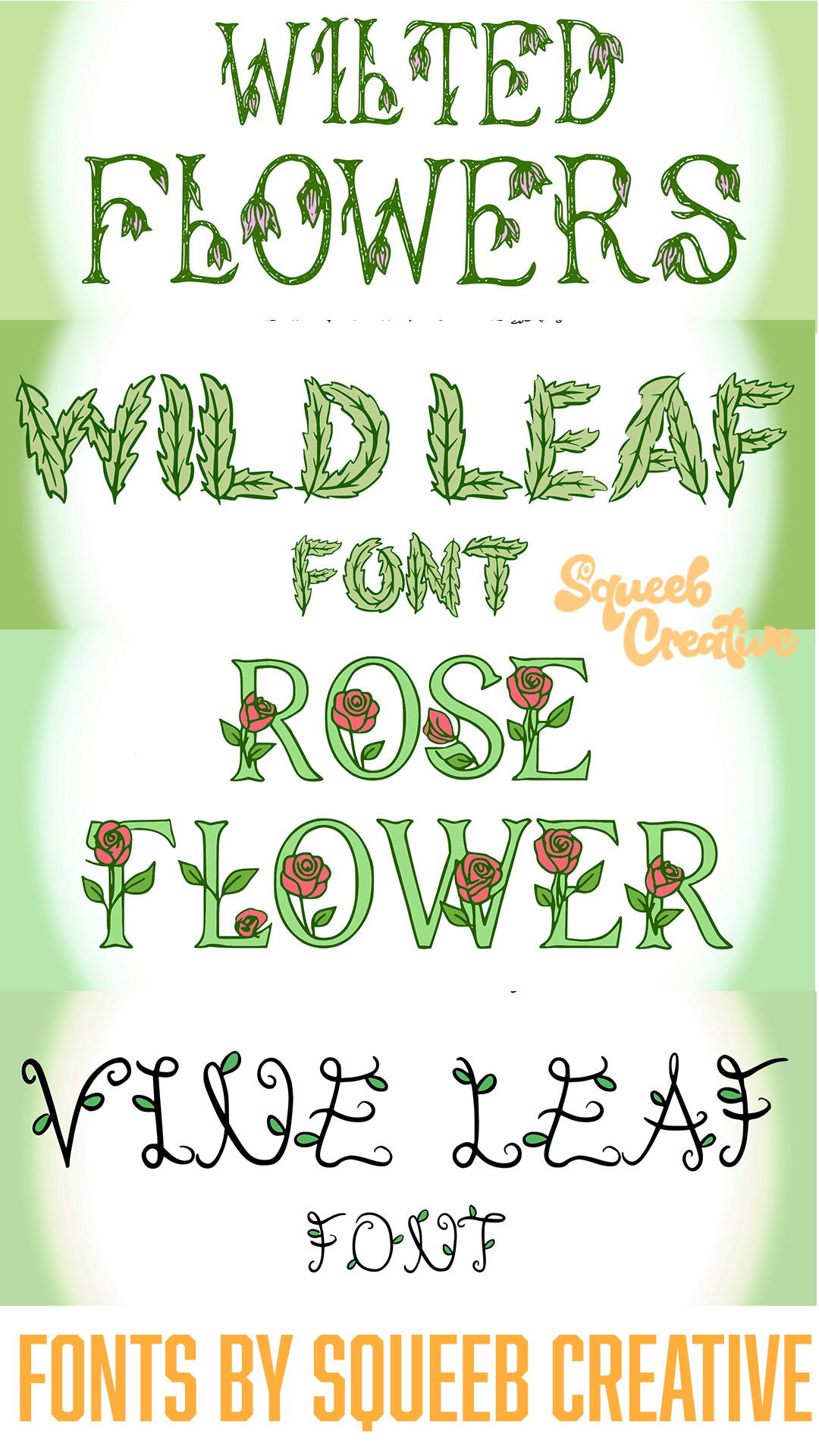 Rose Flower Lettering ABC Text Font Alphabet Floral OTF Type