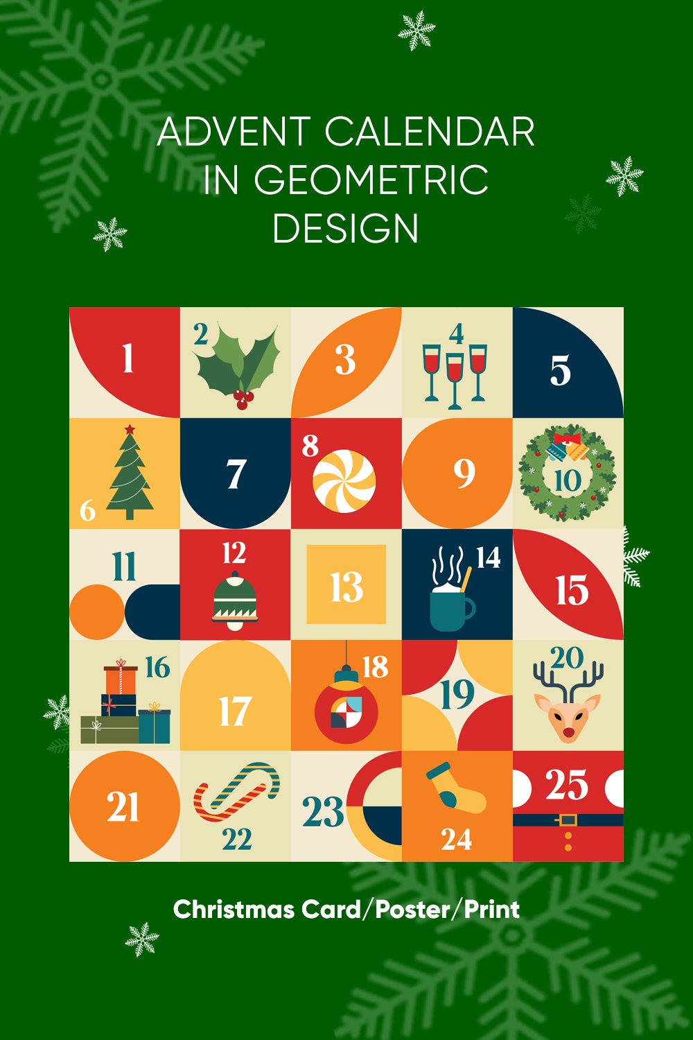 Advent calendar in geometric design - card, poster, print