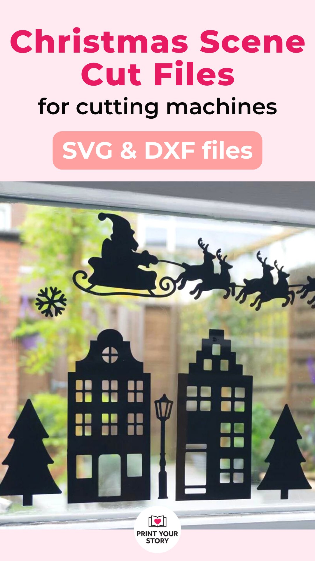 Christmas Scene SVG, DIY Christmas Village Canal Houses