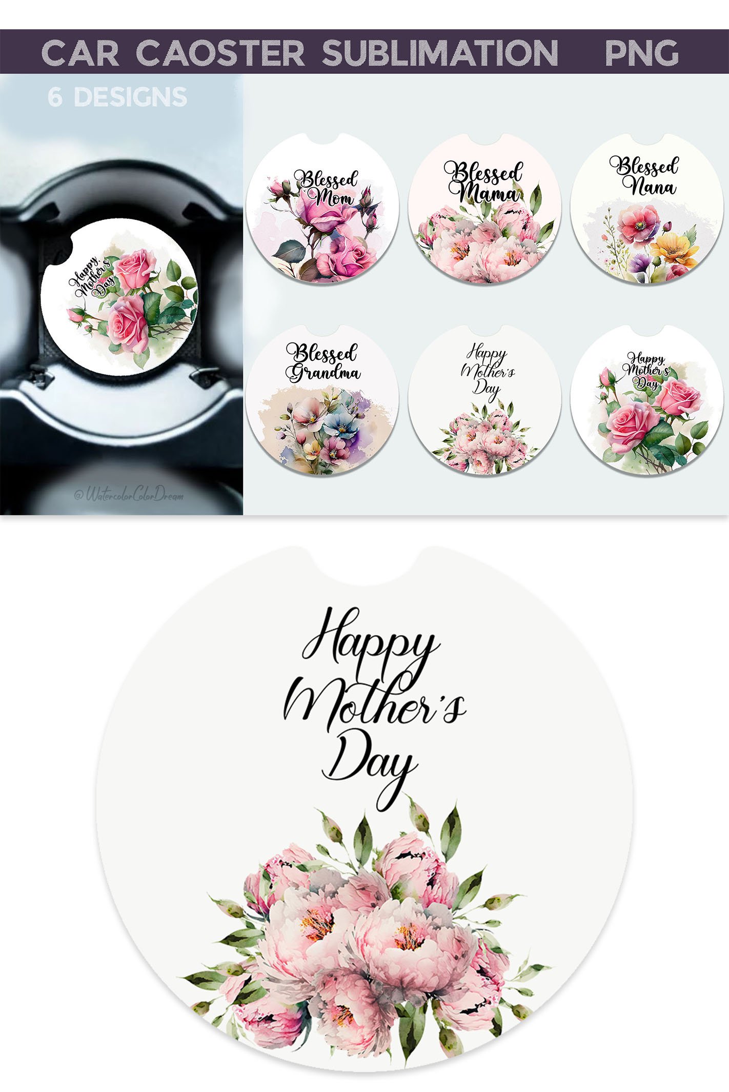 Mothers Day Car Coaster Bundle | Mama Car Coaster