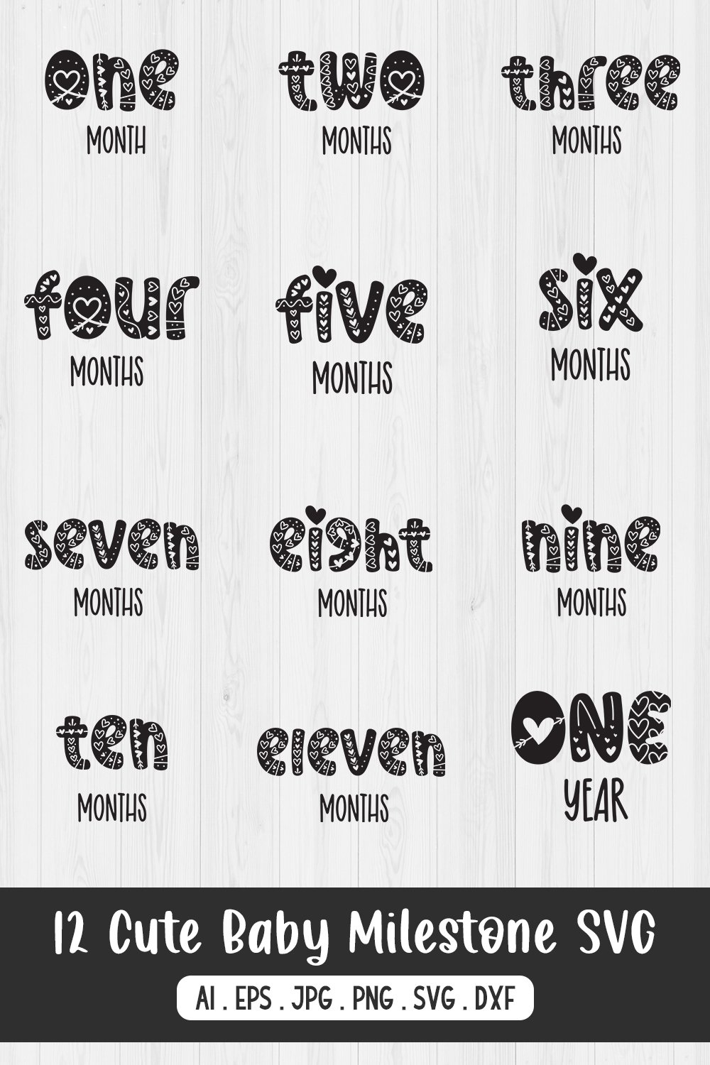 13 set Boho Baby Milestone SVG with feather ornaments