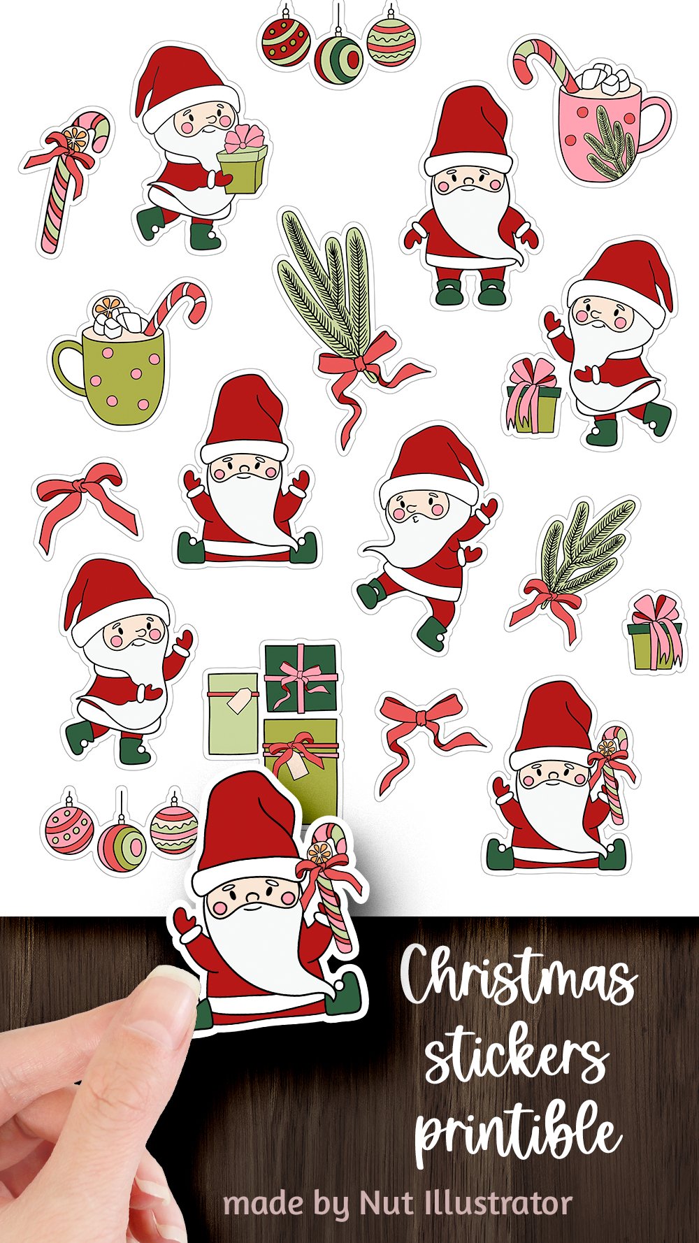 Christmas stickers Printable . Santa stickers for presents