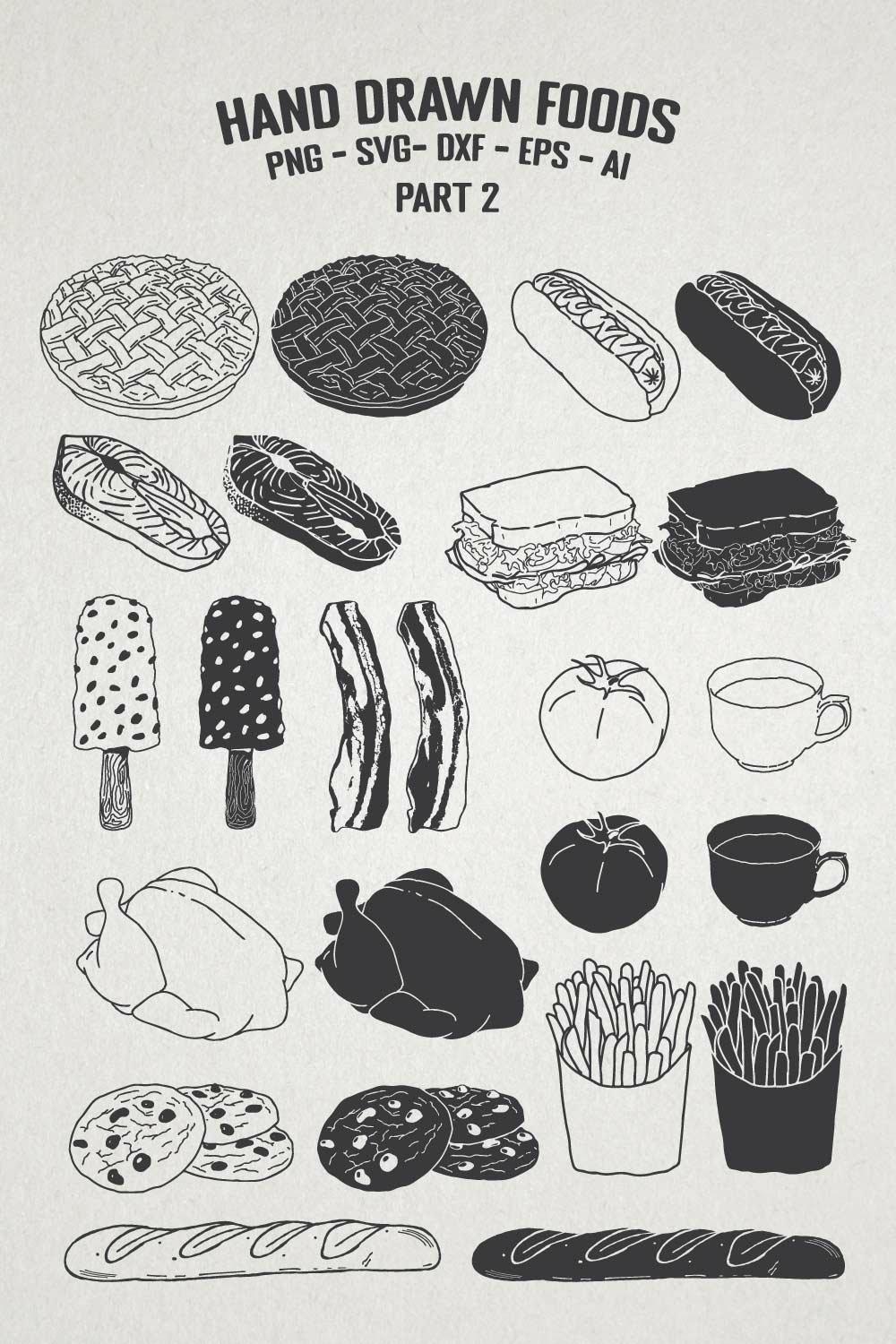 Hand Drawn Food Illustrations in SVG Vector & PNG Clipart