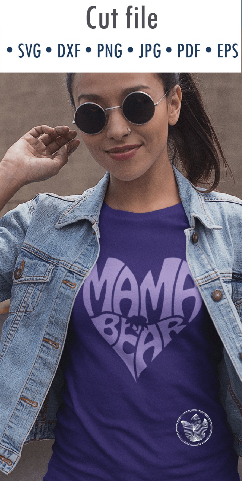 Mama Bear Cut File | Heart Word Art