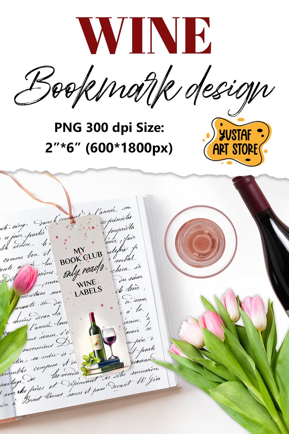 Wine Bookmark printable design. Book quote design (3794386)
