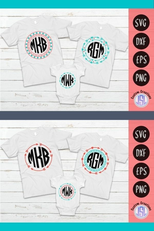 Tribal Arrow Monogram Frames Set of 6 | SVG DXF EPS PNG
