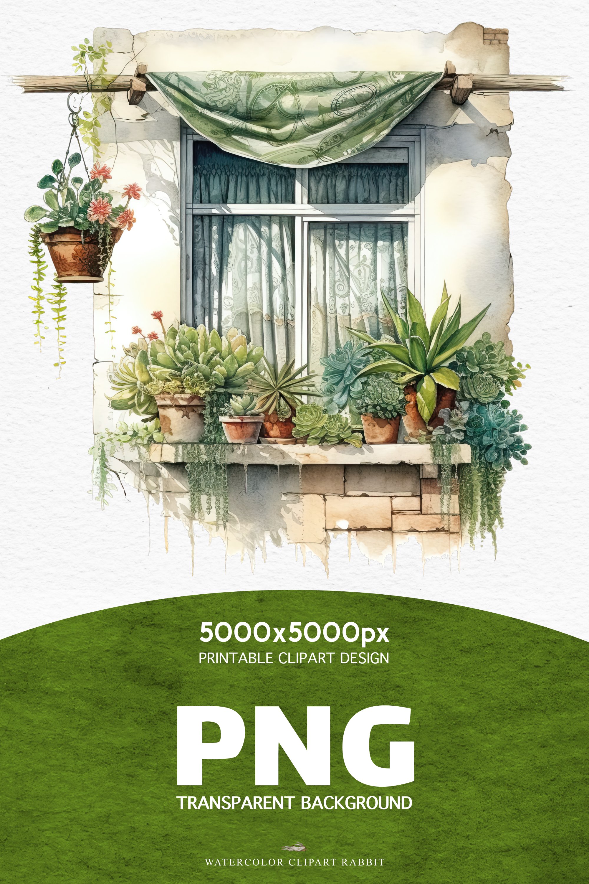 Floral Window Flowers Clipart PNG Scrapbooking Nursery Art