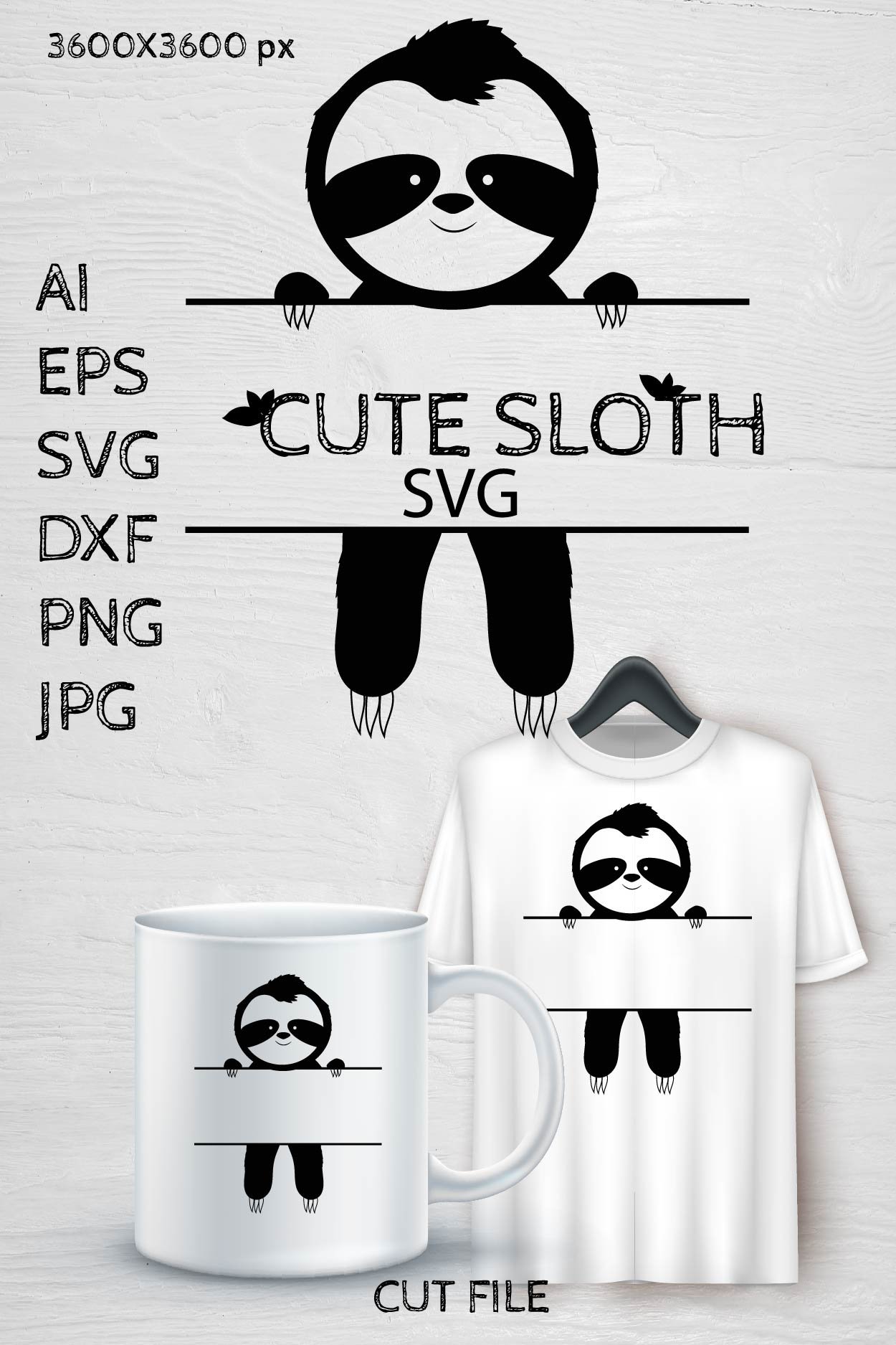 Cute Sloth SVG monogram