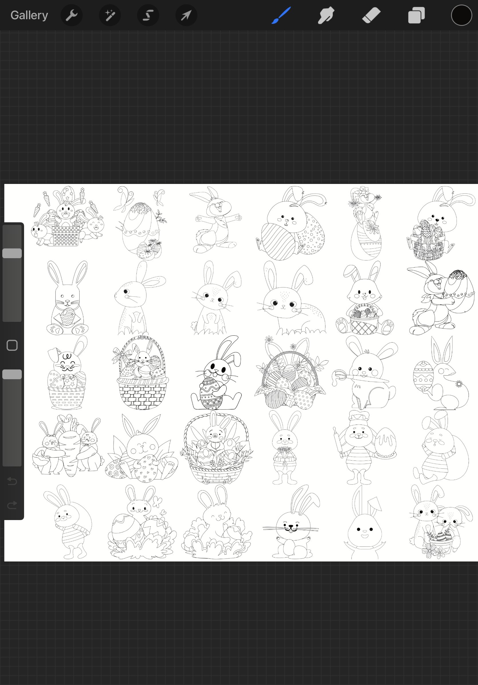 Easter Icons Outlines Set 2 Procreate Brush Stamps, 30 Icons