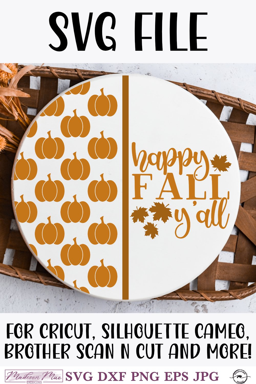 Fall Quote Round Sign SVG | Happy Fall Yall
