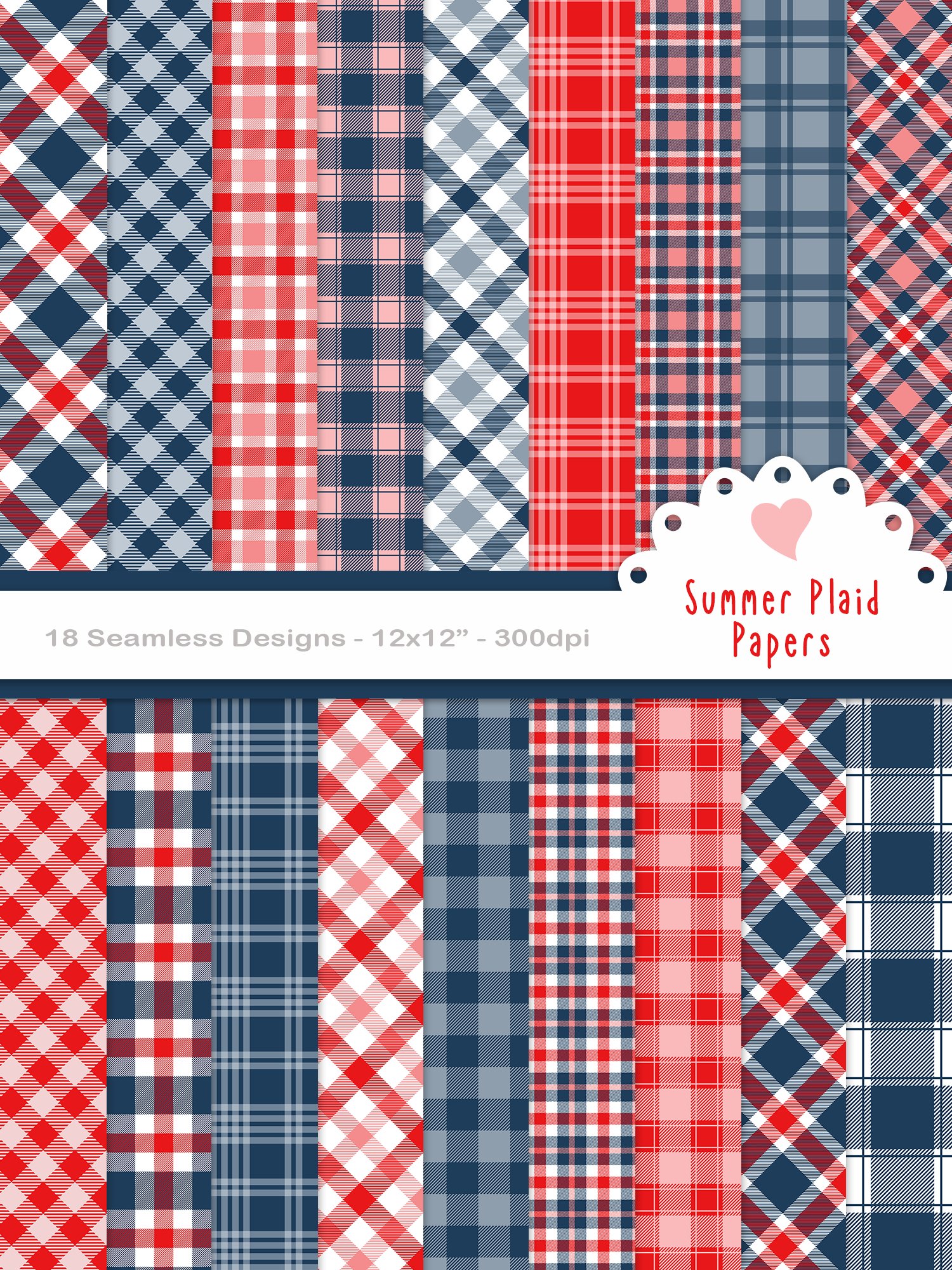 Summer plaid planner papers, seamless scrapbook (2078979)