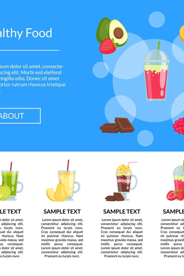Vector flat smoothie elements landing page (873581)