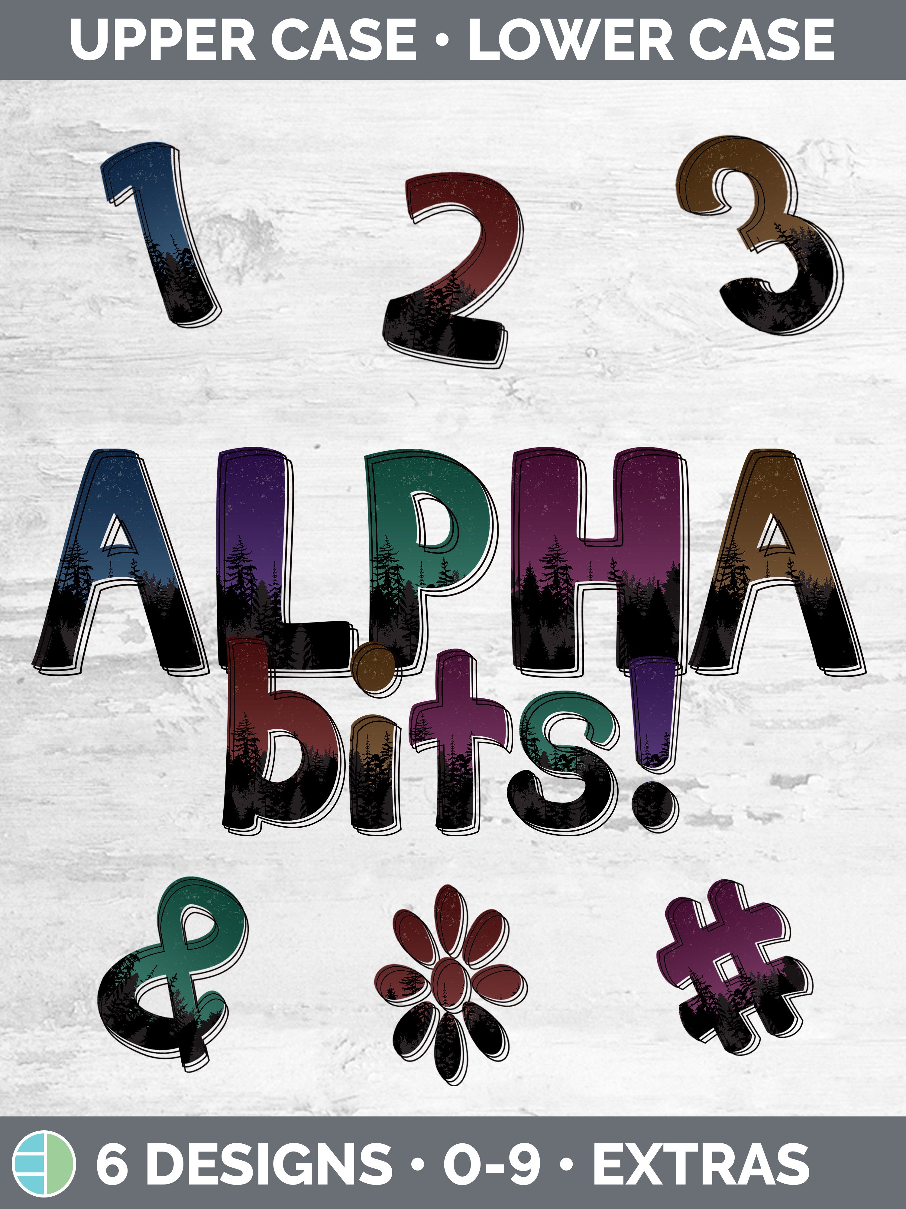 Night Alpha Doodle | Sublimation Alphabet Set PNG