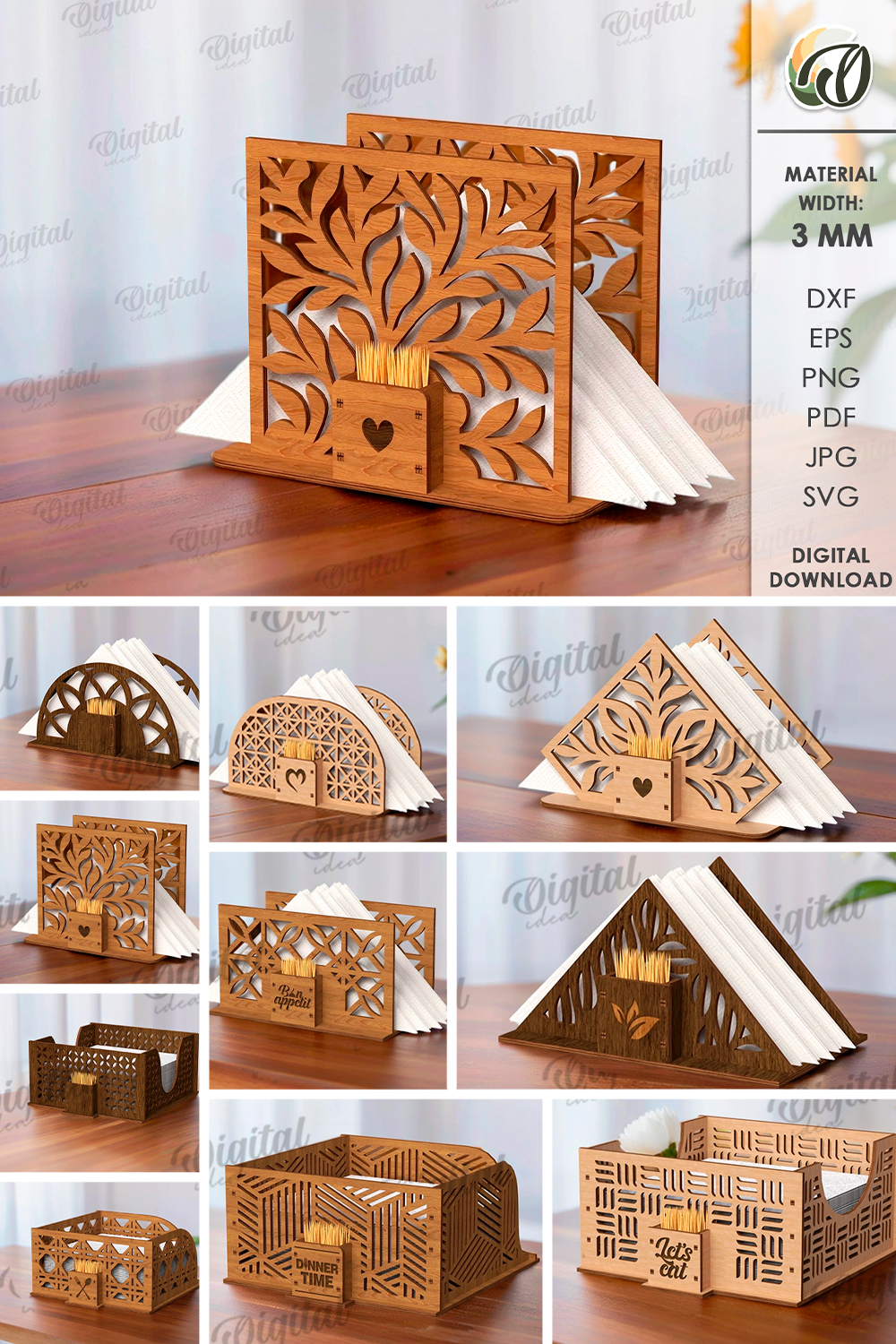 Napkin Holders With Toothpick Holders Bundle Laser Cut