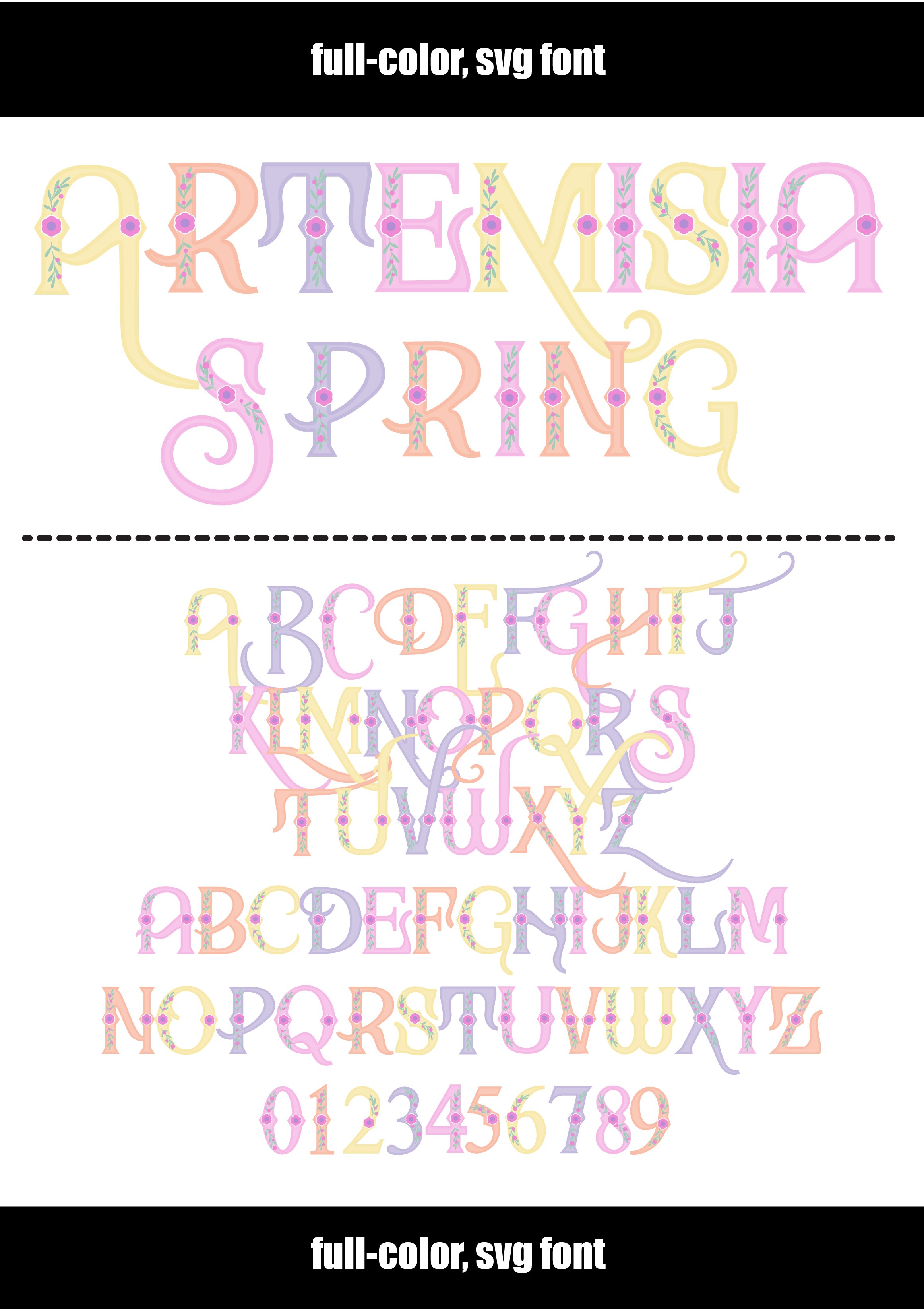 Flower Themed Full Color SVG Font