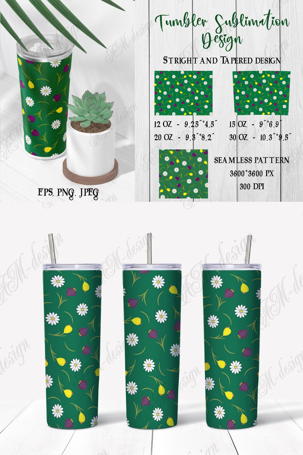 Tumbler sublimation design green