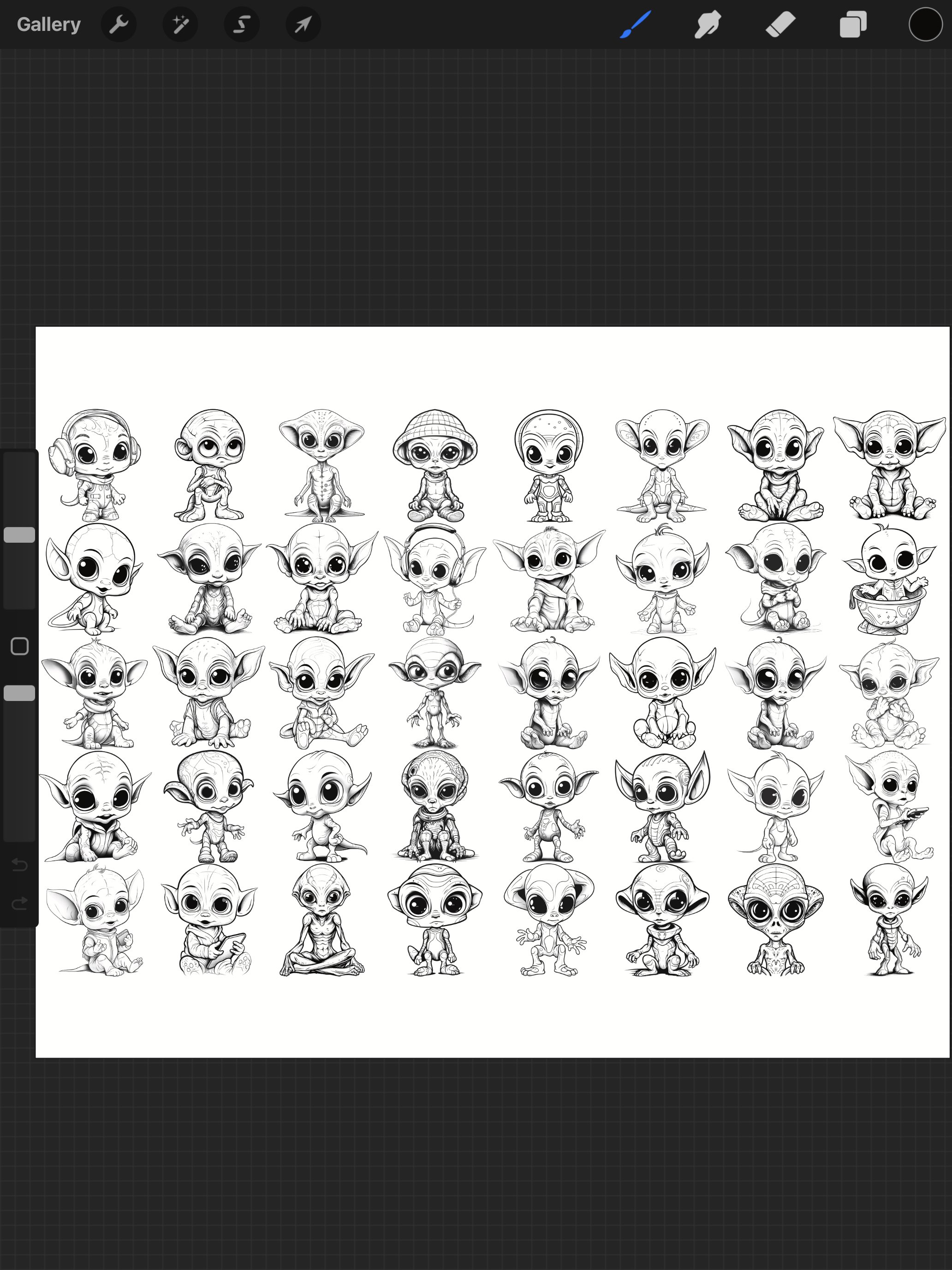 Aliens Set 1 Procreate Brush Stamps, 40 Aliens