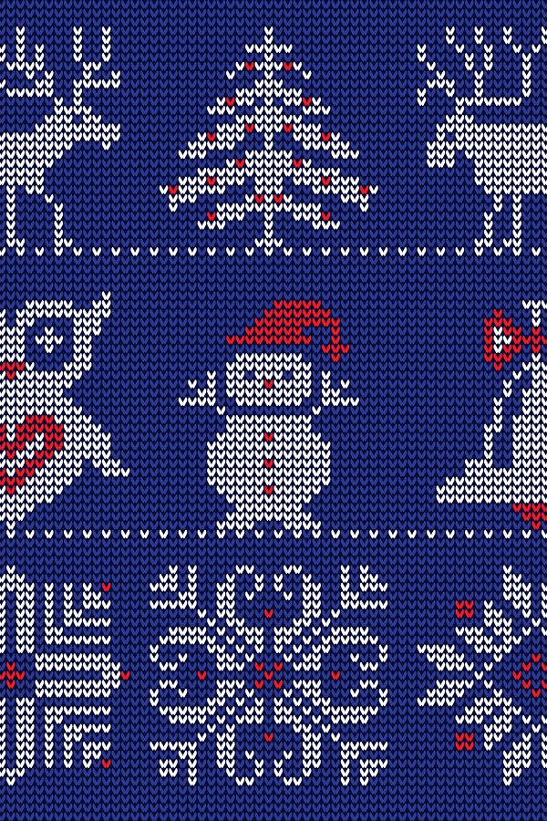 Knitted logo. Sweater sewed symbols fabric icons on clothes