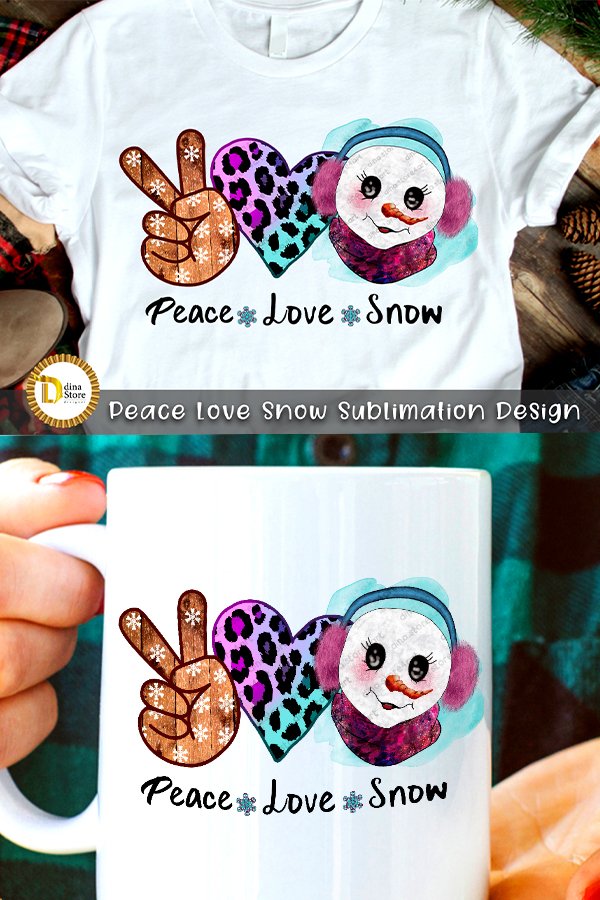 Peace Love Snow | Cute Christmas Snowman Sublimation PNG