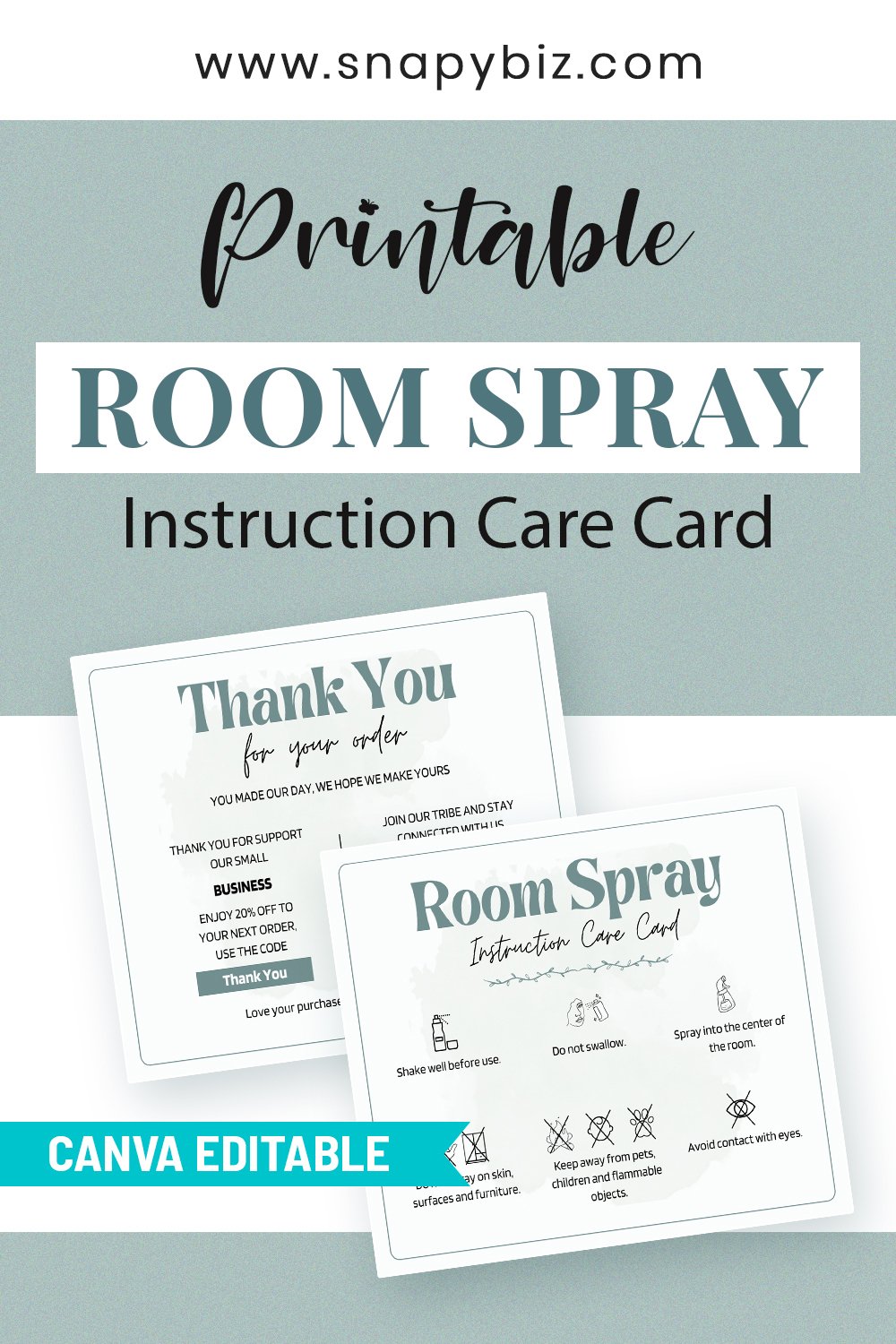 Editable Room Spray Care Card