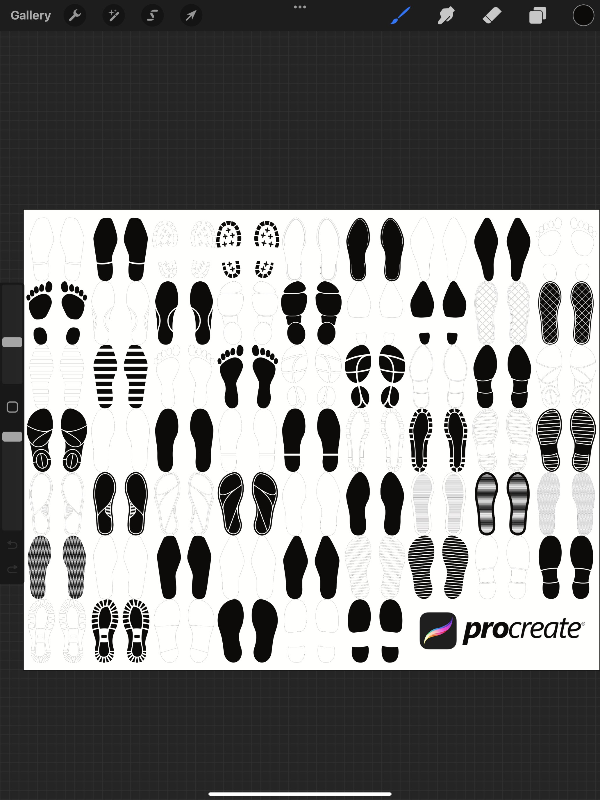 Footprint Shoe Prints Set 1 Procreate Brush Stamps, 60 Foot