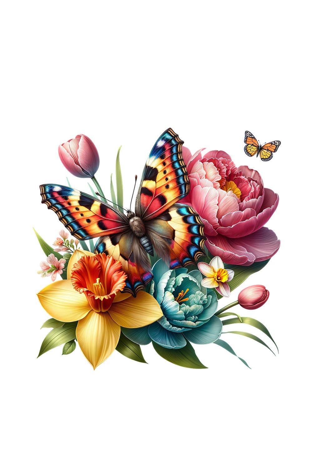 Butterfly with Floral Clipart, Spring Clipart (3518370)