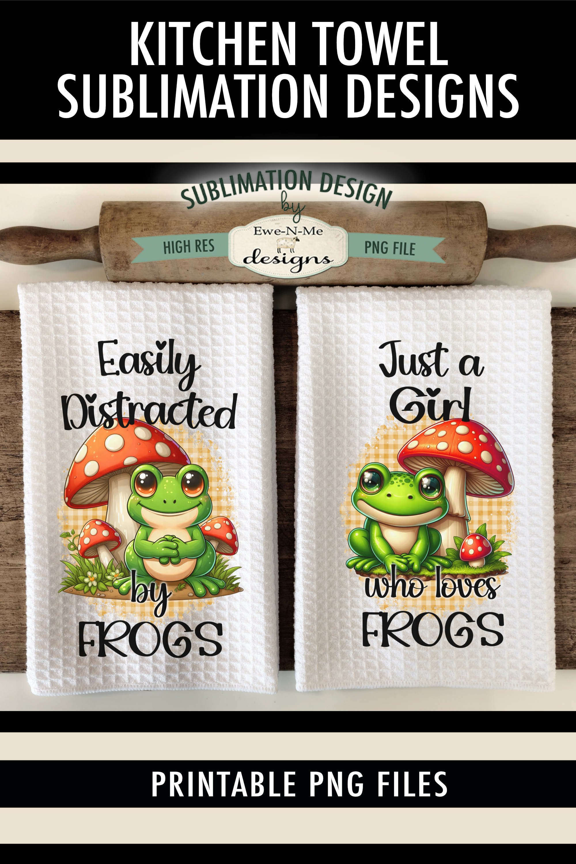 Cute Frogs and Mushrooms Sublimation Dish Towel Design