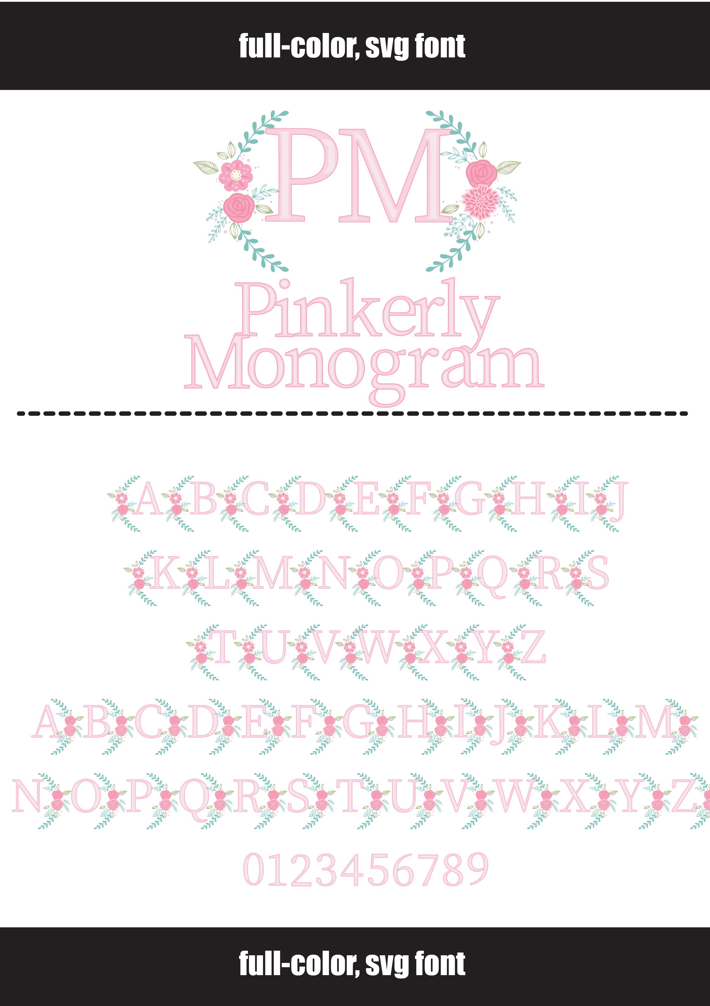 Flower Themed Full Color SVG Font