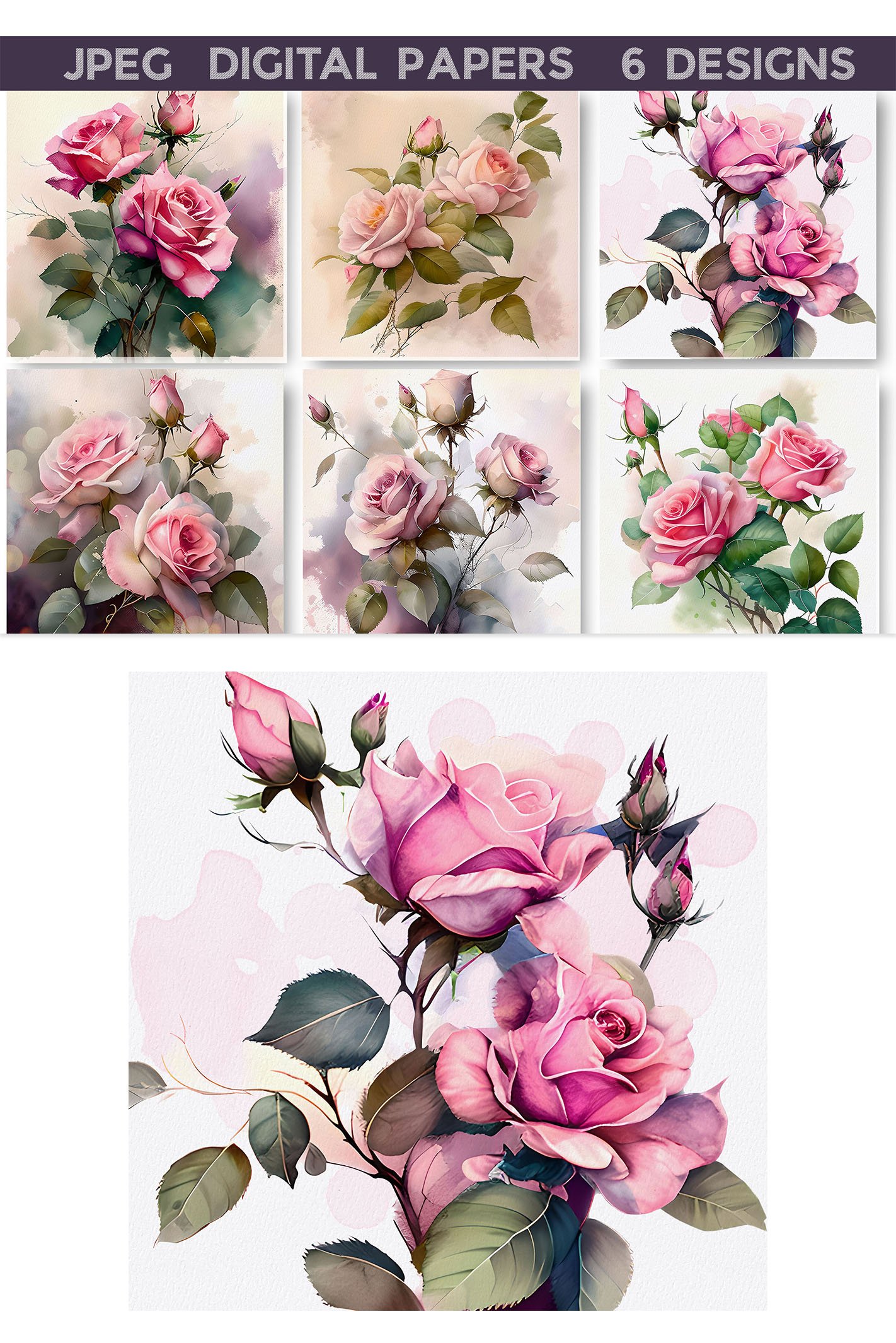 Roses Digital Papers | Pink Rose Background