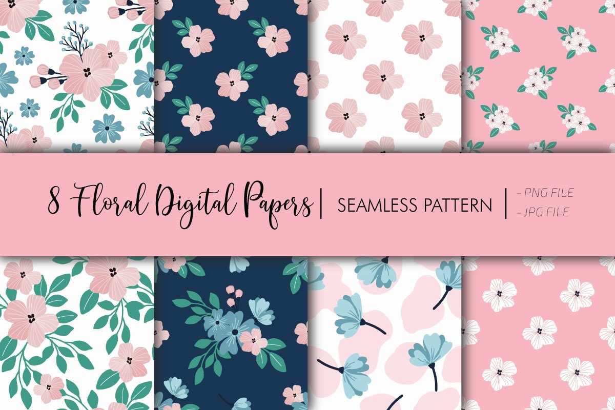 Floral Digital Papers - Floral Seamless Pattern (1653054)