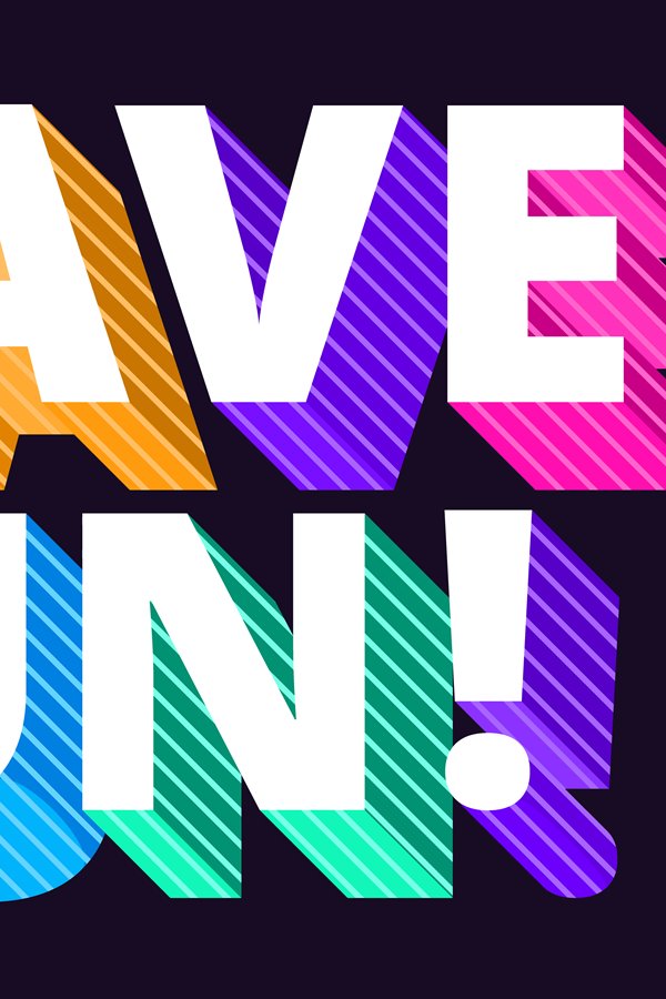 Colorful modern striped 3d alphabet, funny lettering