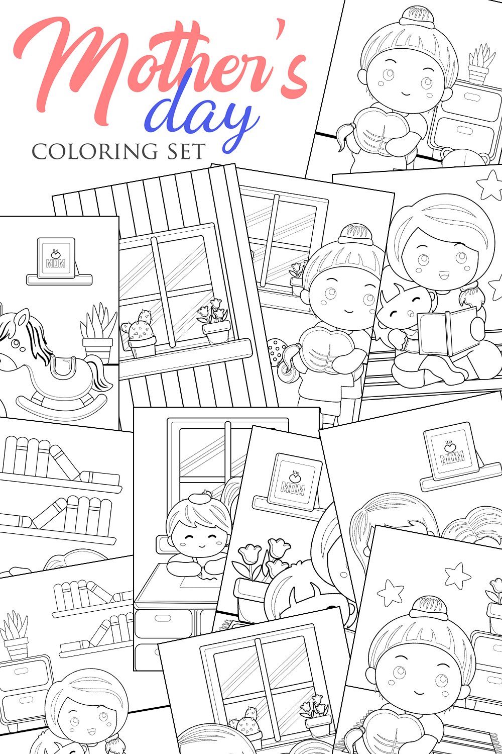 Fun Mother's Day and Children Love at Home Coloring Set