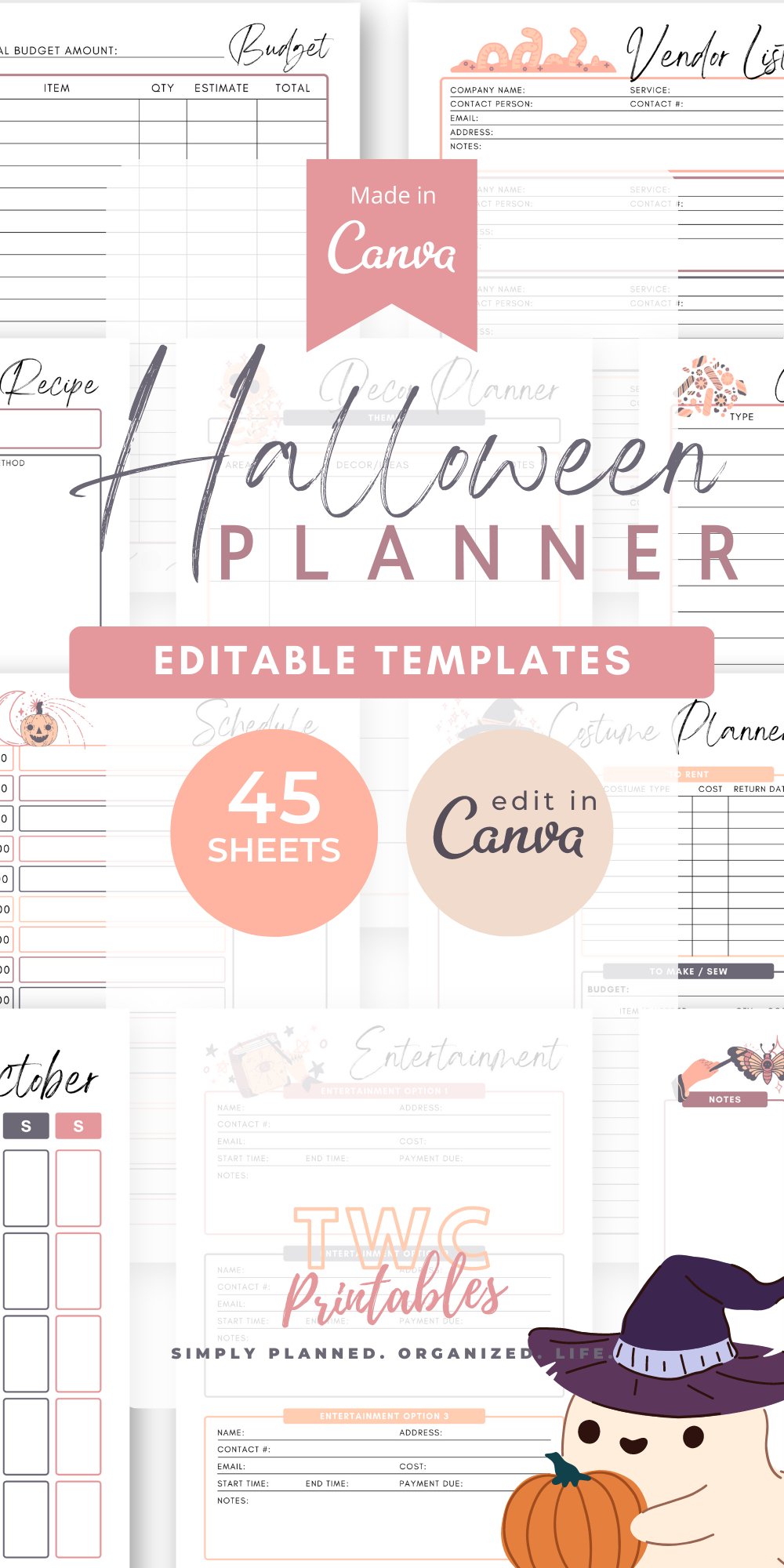 halloween planner canva templates