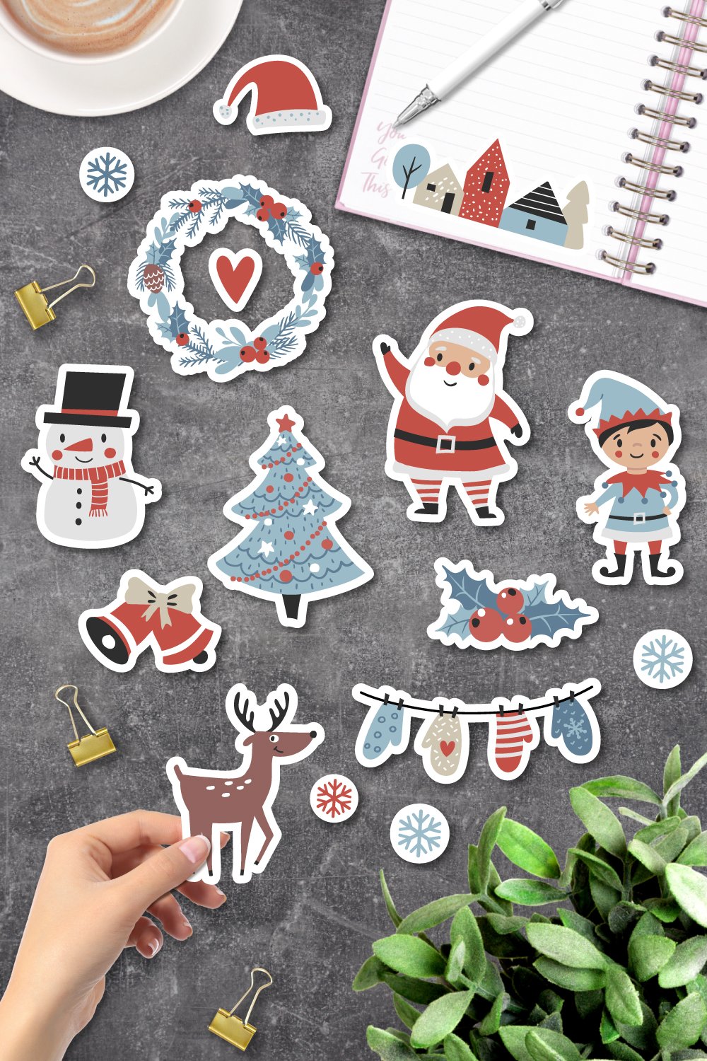 Christmas stickers, printable and digital set