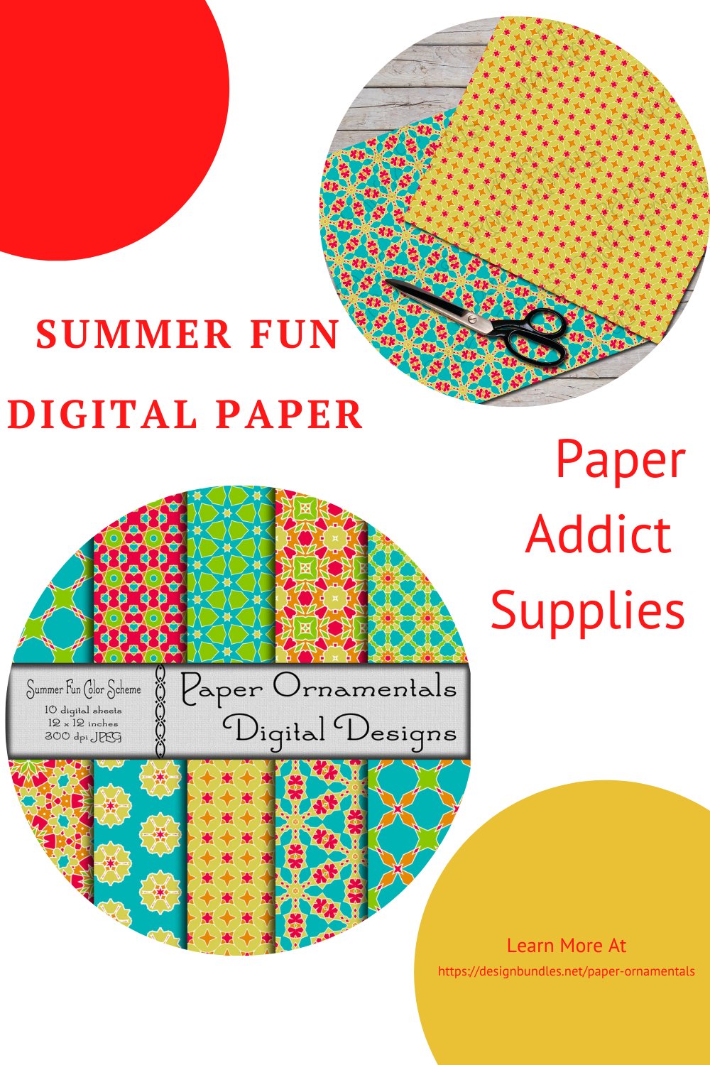 Summer Fun Digital Paper For Crafts & Background (1416041) | Papers ...