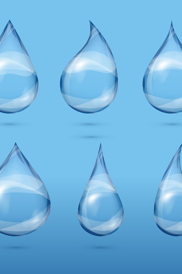 Set of realistic transparent water drops