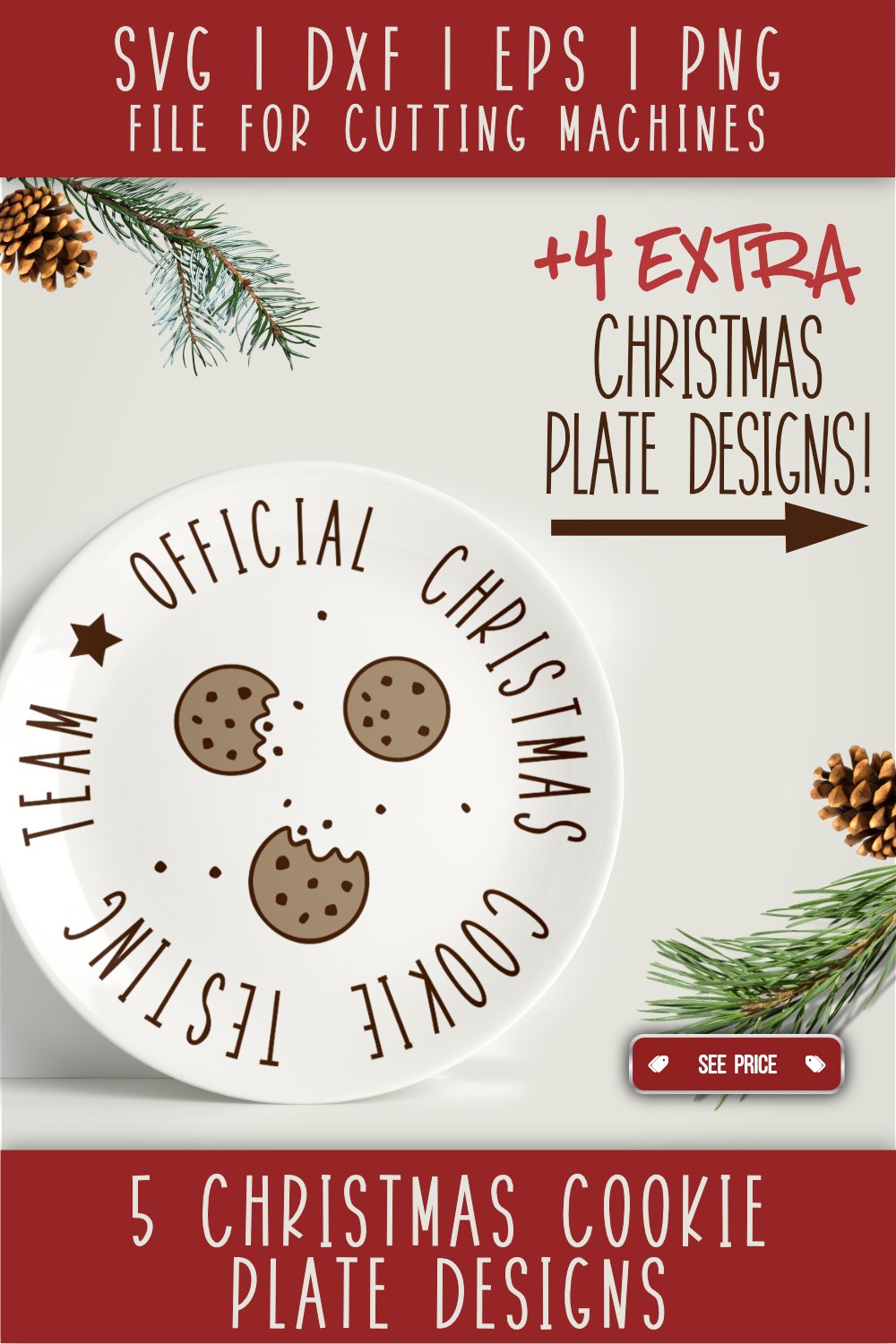 Christmas cookies plate designs, cut files