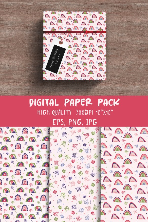 Digital Paper Bundle, Rainbow Sublimation, Seamless Pattern