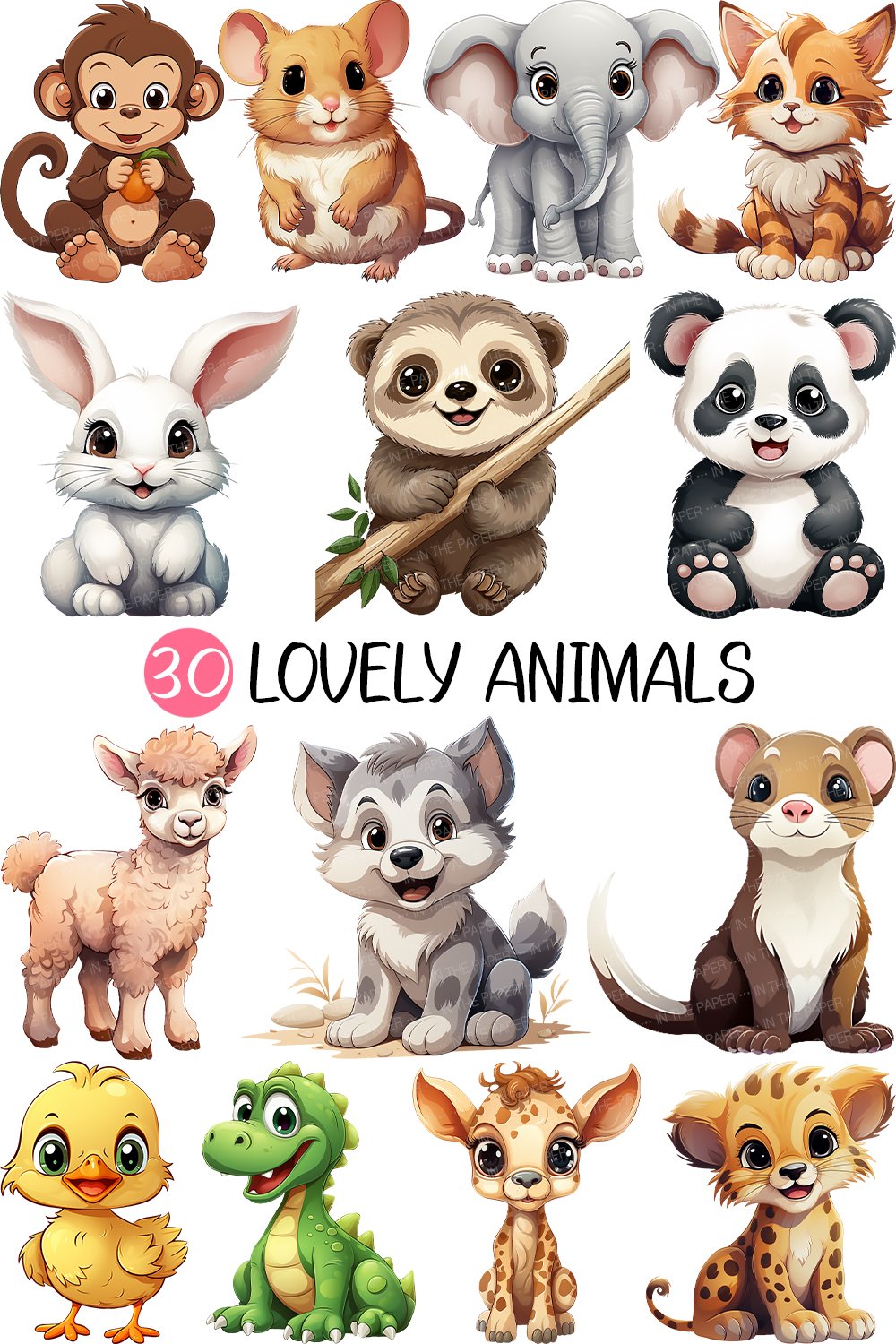 Lovely Animals PNG | Baby Clip art Puppy Kitten Rabbit Panda