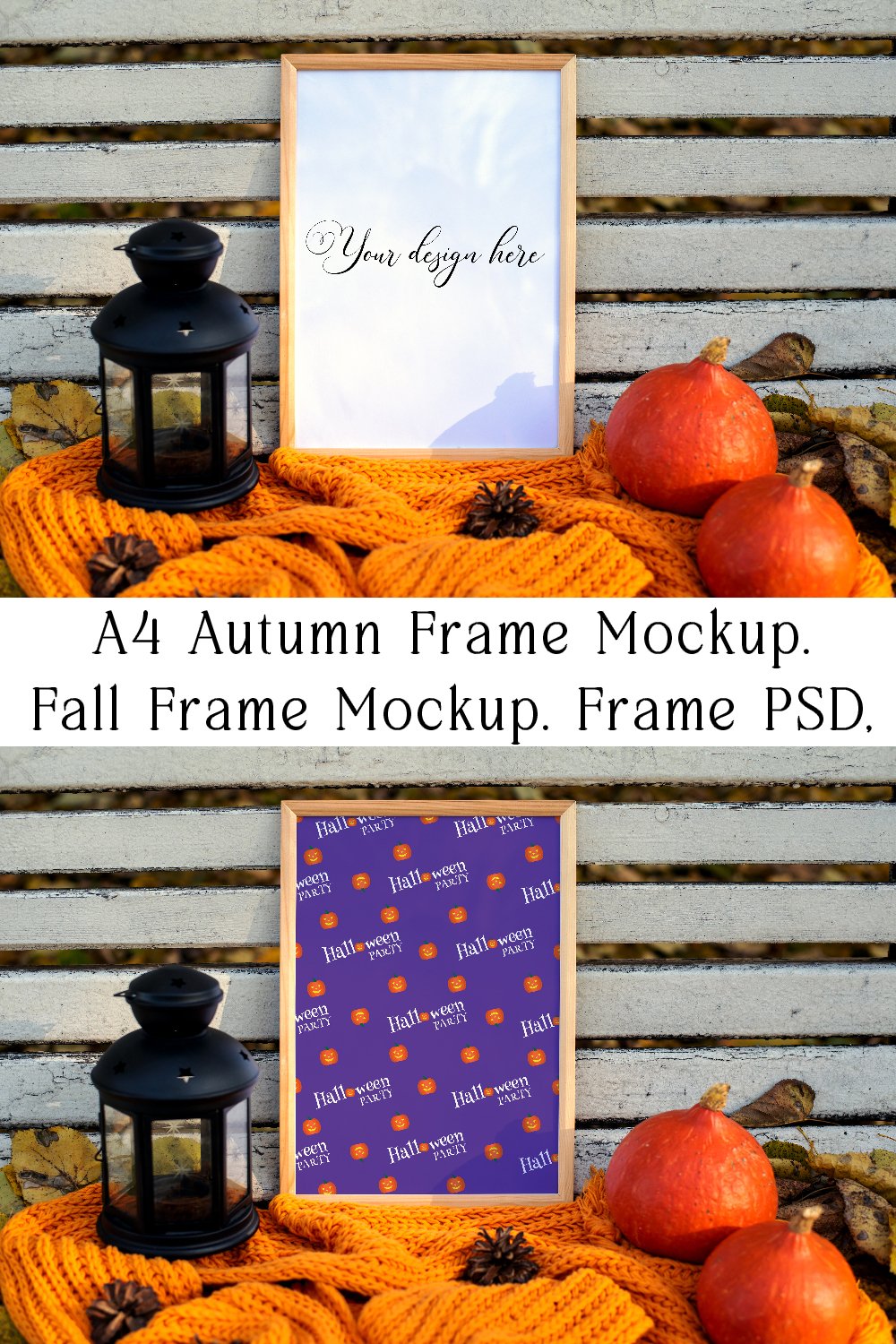 A4 Autumn Frame Mockup. Fall Mockup. Frame PSD mockup.