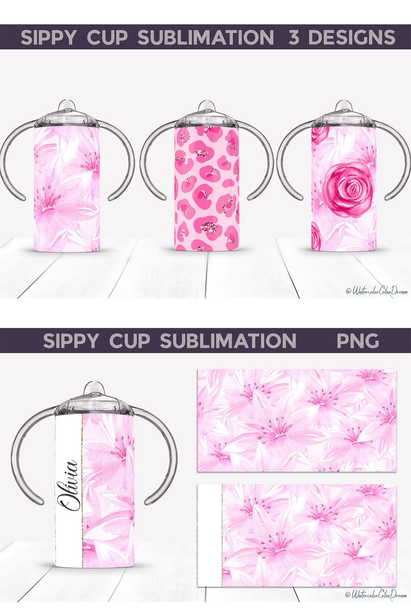 Pink Leopard Sippy Cup | Sippy Cup Tumbler Wrap